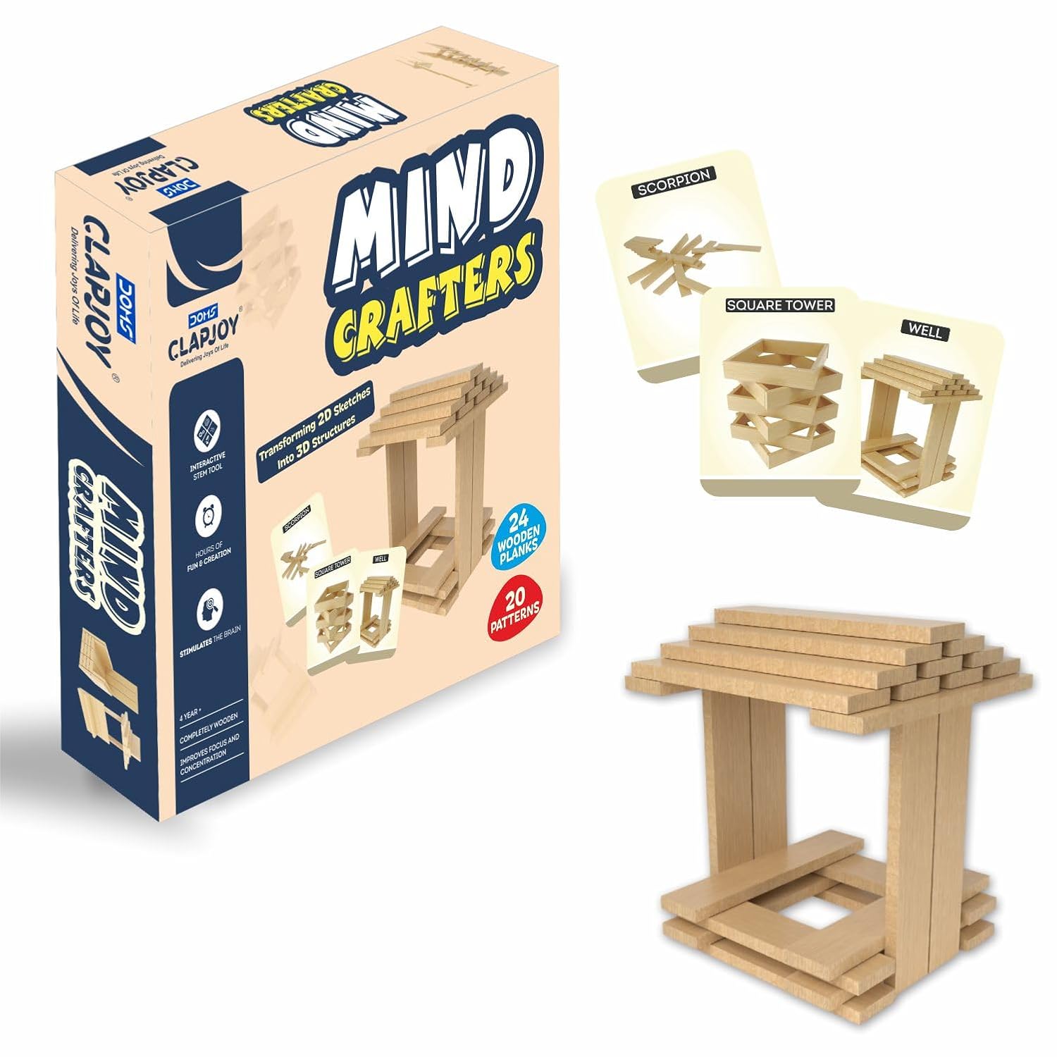 Clapjoy Mind Crafters Wooden Building Planks - Transform 2D Sketches i